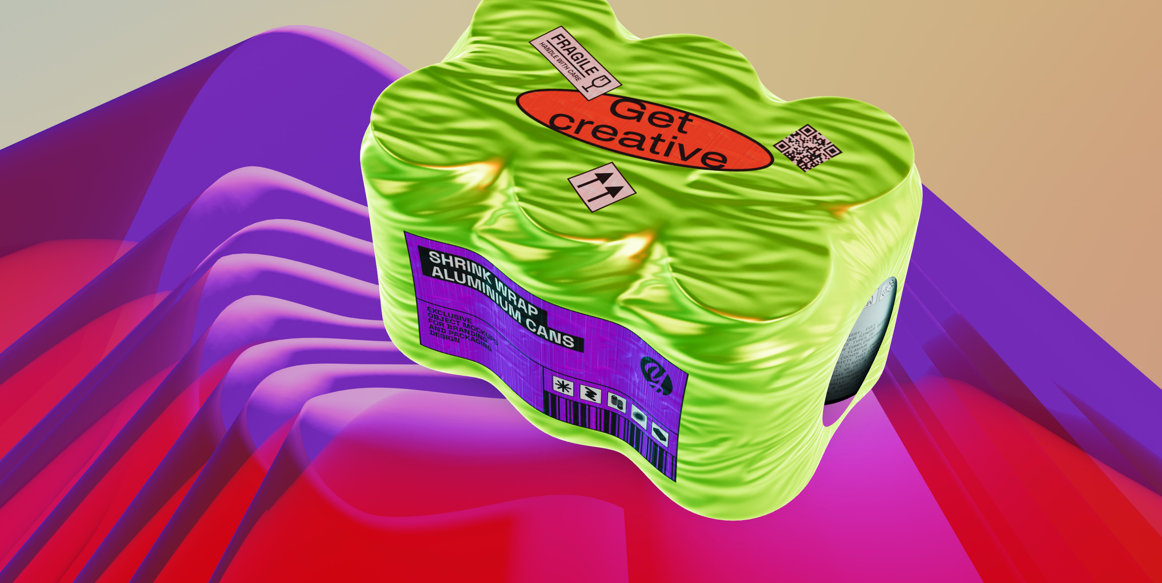 ProVisual — Shrink Wrap of 6 Aluminium Cans 3D mockup and 3D model ...