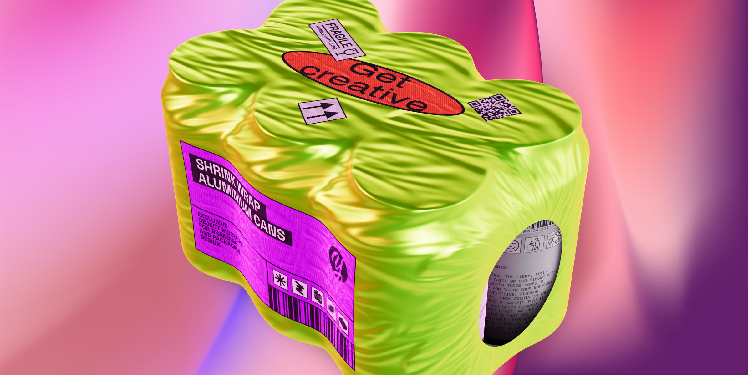 ProVisual — Shrink Wrap of 6 Aluminium Cans 3D mockup and 3D model ...