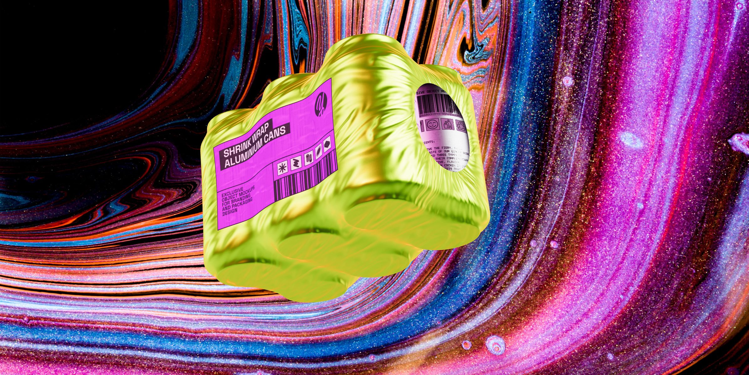 ProVisual — Shrink Wrap of 6 Aluminium Cans 3D mockup and 3D model ...