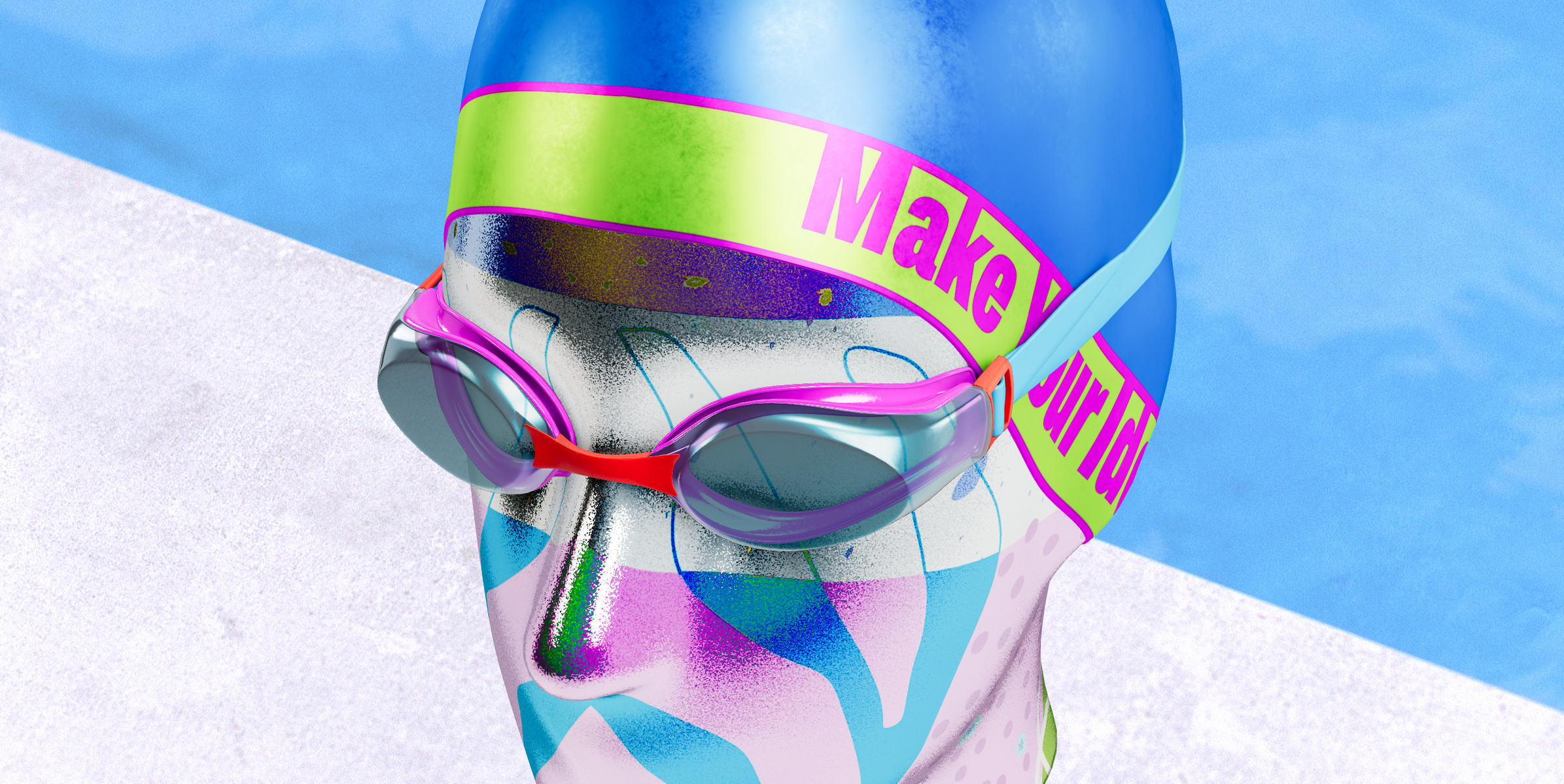 ProVisual — Swimming Cap with Goggles 3D mockup and 3D model - create ...