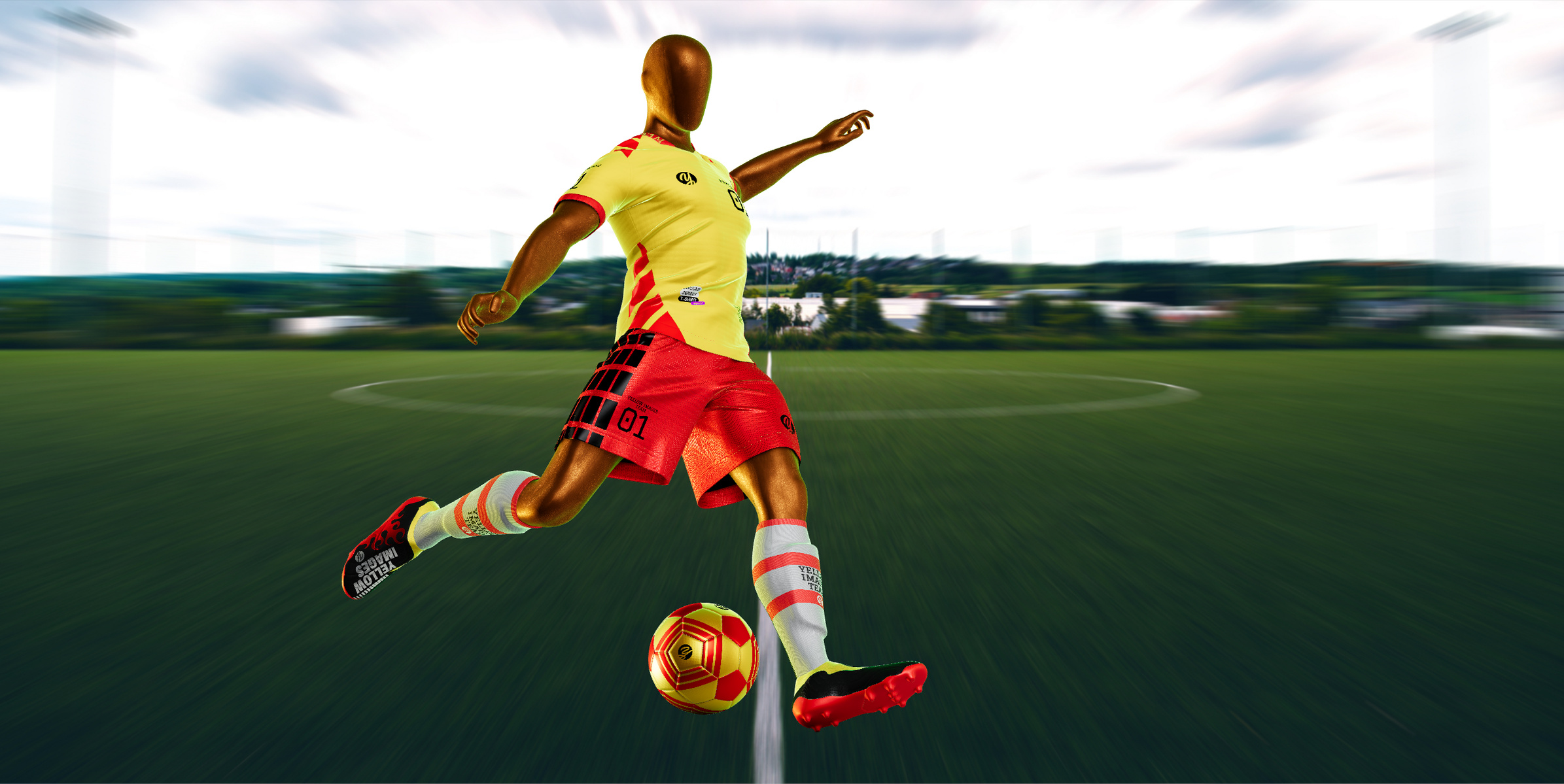 ProVisual — Men’s Full Soccer Kit in Action 3D mockup and 3D model ...
