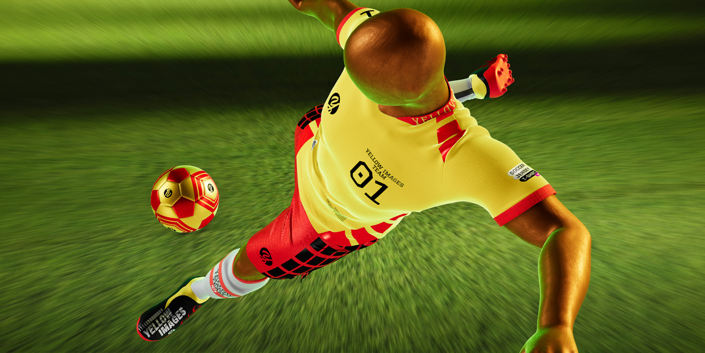 ProVisual — Men’s Full Soccer Kit in Action 3D mockup and 3D model ...