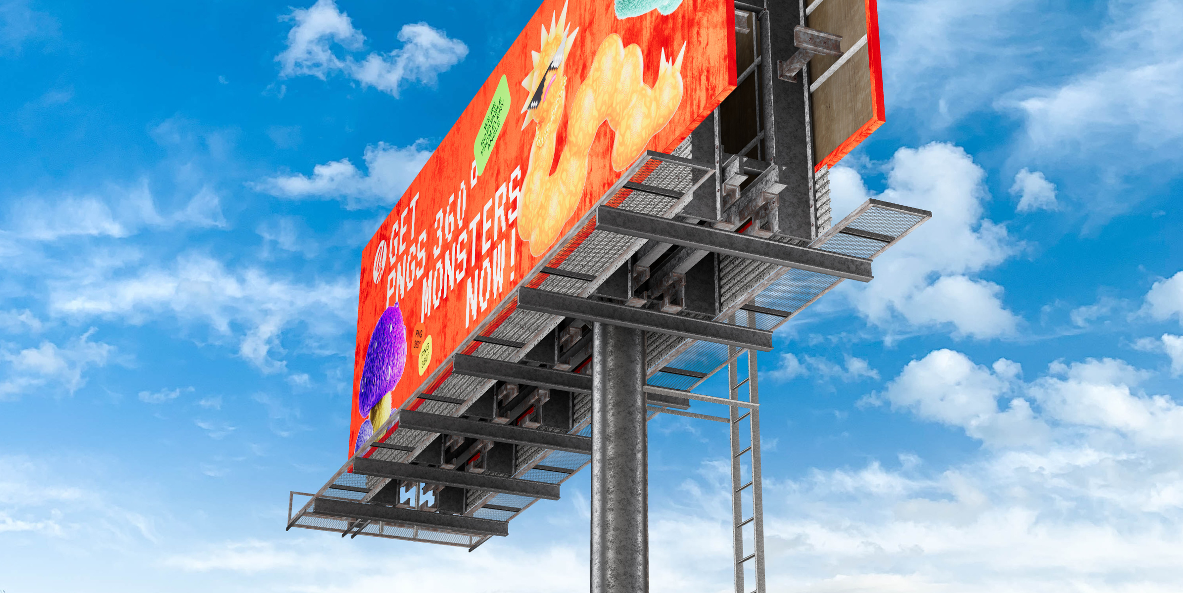 ProVisual — Unipole Billboard 48x14 Feet 3D mockup and 3D model